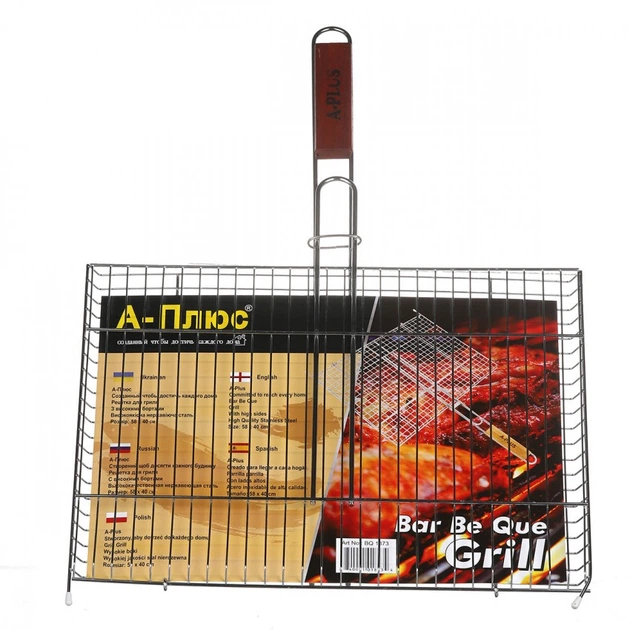 Решітка для грилю 58 40 см із нержавіючої сталі A Plus 1873 фото відгуки характеристики в
