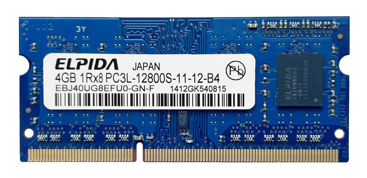Оперативная память Elpida Sodimm Ddr3l 4gb 1rx8 1600mhz Pc3 12800s 11