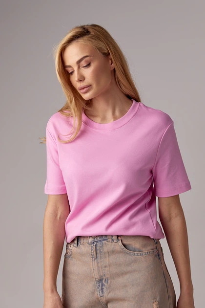 Базовая однотонная женская футболка Lurex розовый M (654321) от ...