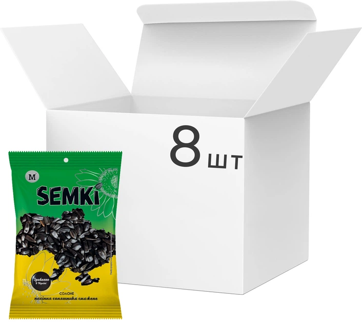 Упаковка насіння соняшника Semki Смажене солоне 120 г x 8 шт (0.96 кг ...