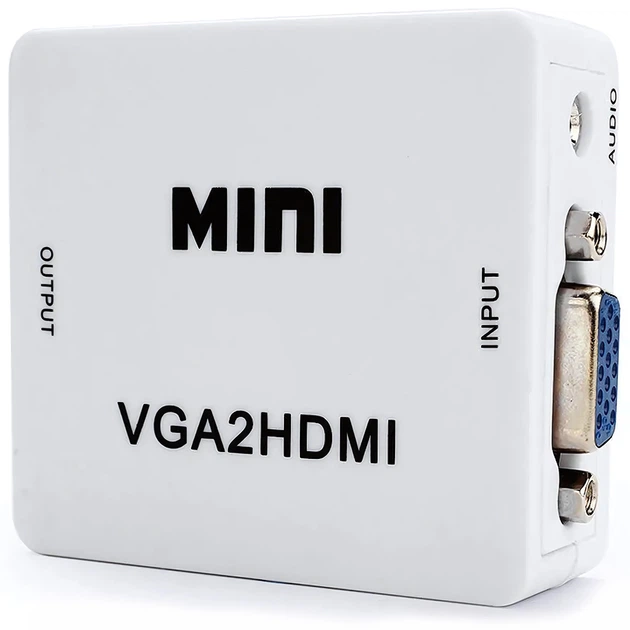 Переходник-конвертер U&P Mini VGA / 3.5 mm - HDMI 1080p White (SWE-CA16 ...