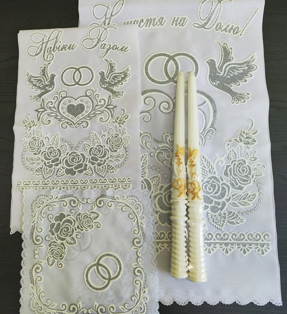 Набор для венчания цвет серебро свечи венчальные рушники салфетки А 1100 фото отзывы