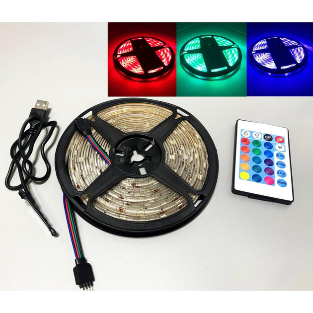 Светодиодная лента 5 вольт от USB 5м RGB Bluetooth + пульт управление ...