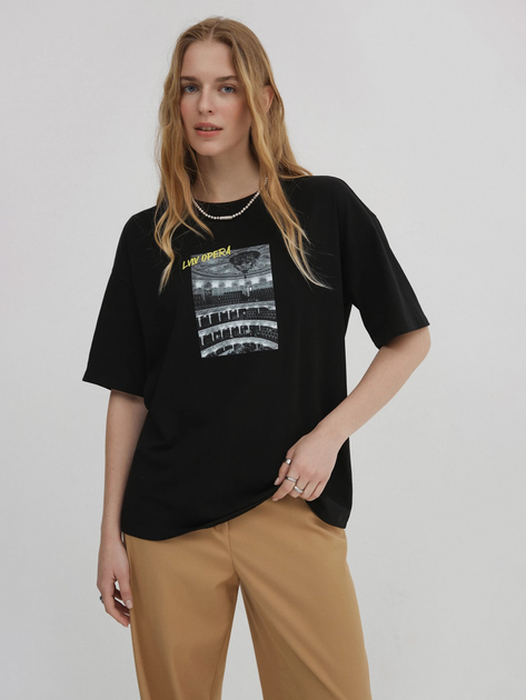 Футболка хлопковая оверсайз женская Must Have 14472 38-40 Черная – в ...