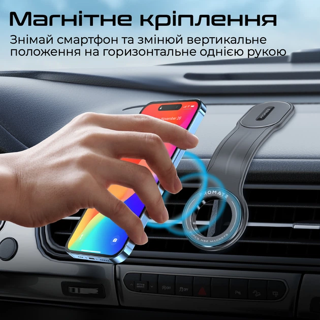 Автотримач для телефону магнітний Promate Laxmount Black (laxmount ...