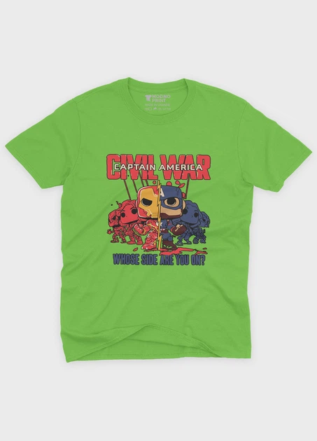 Футболка для дівчинки MODNO з принтом супергероями - Месники 122-128 см Салатовий (TS001-1-KIW ...