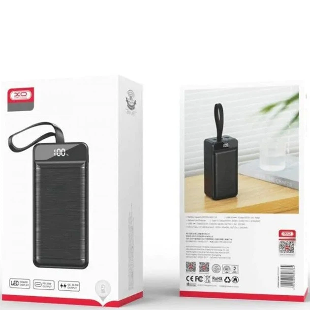 Павербанк PowerBank с быстрой зарядкой и фонарем XO PR160 80000mAh |3USB/Type-C, QC22.5W+PD20W ...