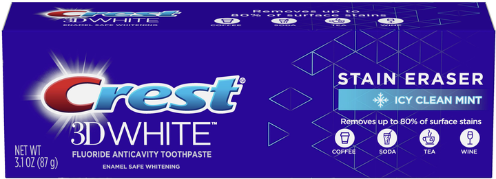 Отбеливающая зубная паста Crest 3D White Stain Eraser Icy Clean Mint 87 ...