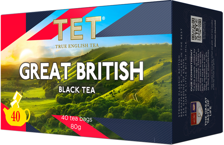 Чай ТЕТ Great British черный байховый мелкий 40 пакетиков по 2 г ...
