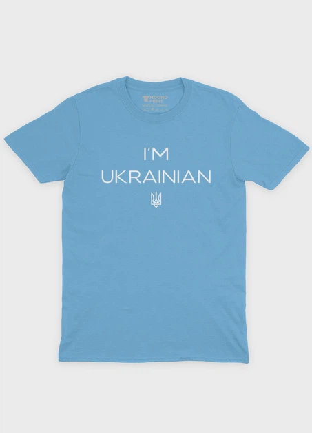 Футболка для дівчинки MODNO з патріотичним принтом I`m Ukrainian 104 см Блакитний (TS001-1-LBL ...