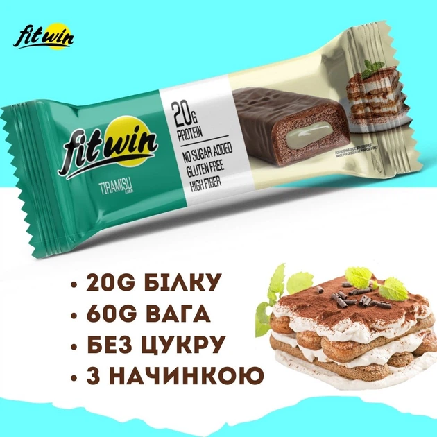 FitWin, Протеиновый батончик, Protein Bar 33%, тирамису, 60 г - 1/12 (FTW-23004) – фото, отзывы ...