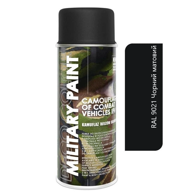 Камуфляжна фарба Deco Color Military RAL 9021 Чорний матовий 400 мл ...