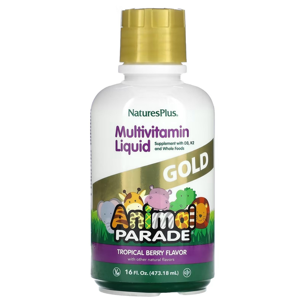 Жидкие Детские Мультивитамины, Тропический вкус, Animal Parade Gold ...
