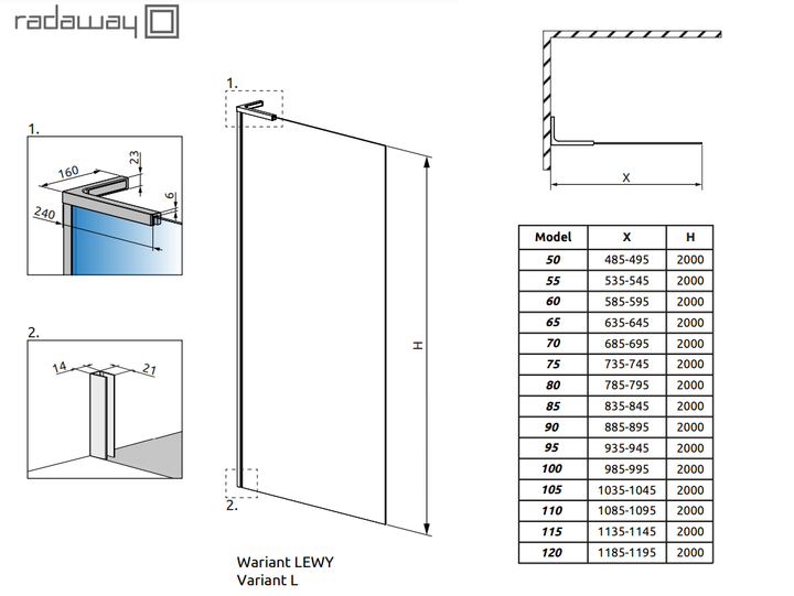 Душова перегородка RADAWAY Modo SL II 110 см. 10319114-01-01L – фото ...