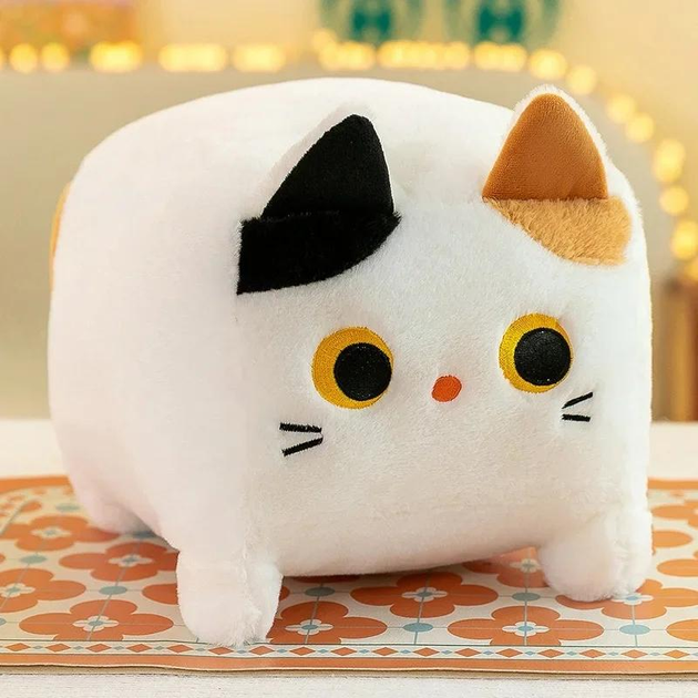 Мягкая плюшевая игрушка квадратный Кот, Котокуб 30 см Белый – фото ...