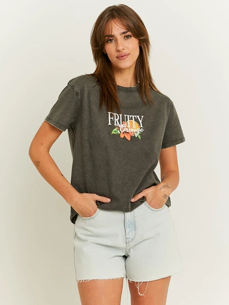 Футболка хлопковая оверсайз женская Tally Weijl STSCOPOOB10-HJ M Серая ...