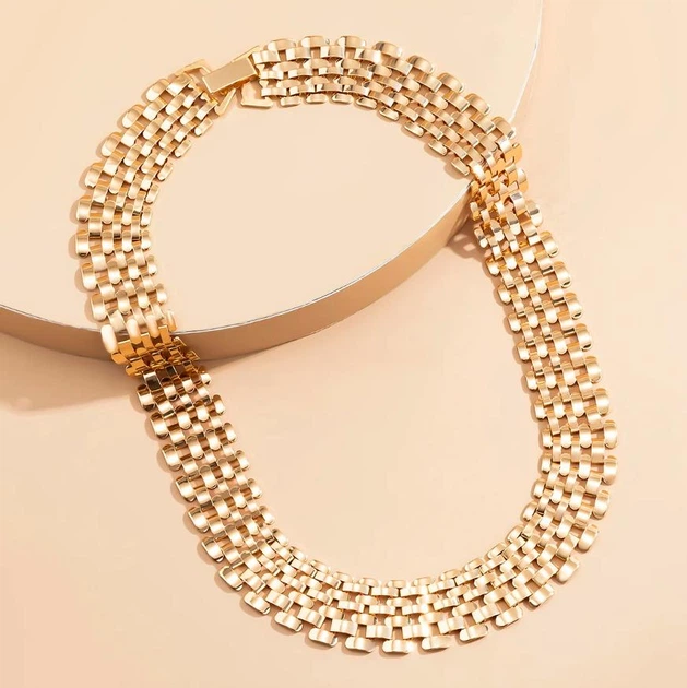 Широкая цепочка колье с плетением Бисмарк элегантное ожерелье на шею в ...