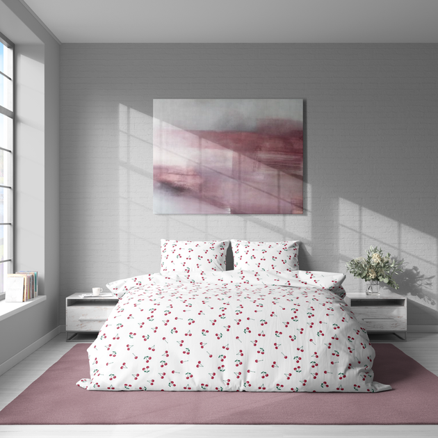 Комплект постельного белья LT, Бязь,Белый с Красным,Двухспальный, 1169 ...