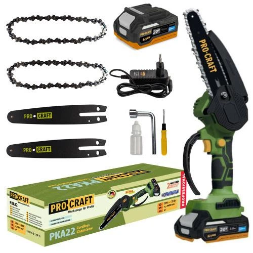 Аккумуляторная пила Procraft PKA22Li (1 АКБ, 2 шины, 2 цепи) – купить онлайн на ROZETKA