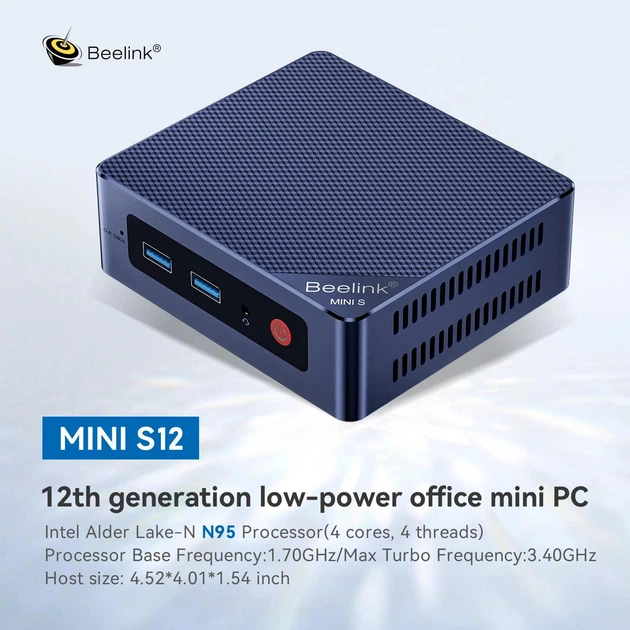 Мікрокомп'ютер Beelink S12 Mini PC Intel Alder Lake 12th gen N95, 8GB ...