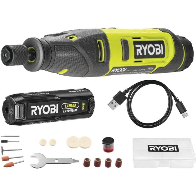 Шлифмашина прямая Ryobi RRT4-120GA15 4В USB Lithium АКБ 1х2А·час набор ...