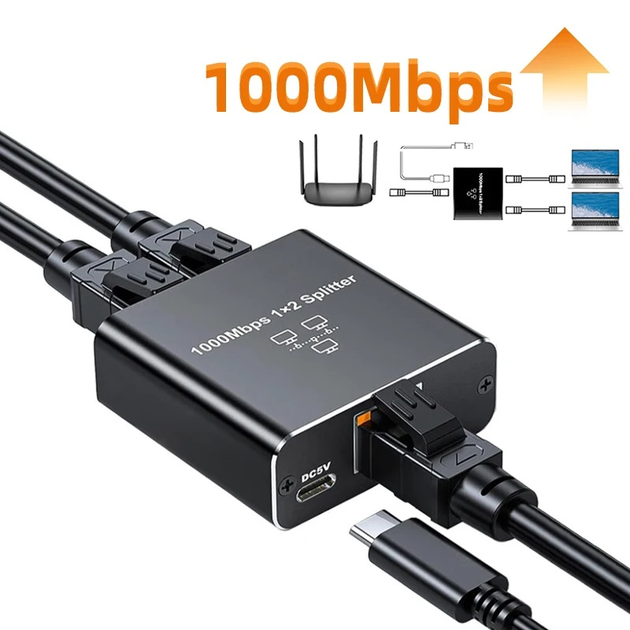 Разветвитель для интернет кабеля Rj45 Lan 2 X Rj45 Ethernet Сплиттер