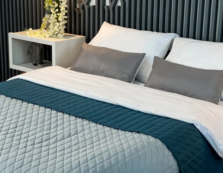 Покрывало стеганое ArCloud Romb Grey Indian Teal 140х215 – купить онлайн на ROZETKA