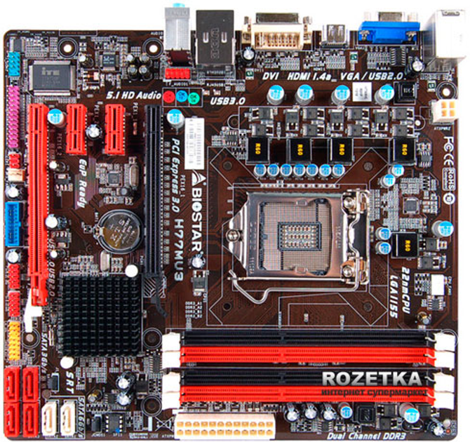 Материнская плата Biostar H77MU3 (s1155, Intel H77, 2 x PCI-Ex16 ...