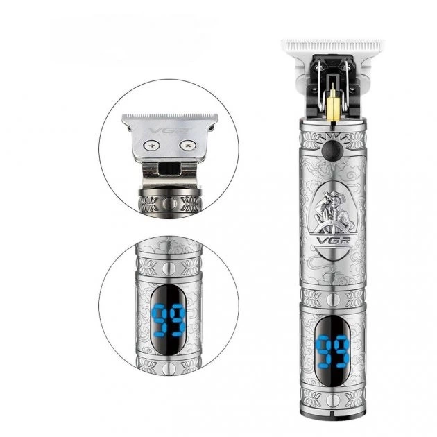 Бездротовий акумуляторний тример машинка для стрижки VGR V-228 із змінними насадками 1-3 мм ...
