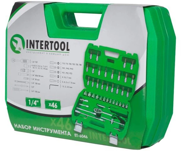 Набір інструментів Intertool 1/4", 46 предметів (ET-6046) – фото, відгуки, характеристики в ...