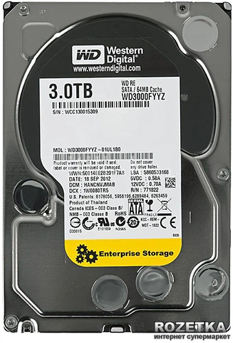 Жесткий диск Western Digital RE 3TB 7200rpm 64MB WD3000FYYZ 3.5 SATA ...