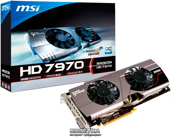 Видеокарта MSI PCI-Ex Radeon HD7970 BE 3GB DDR5 (384bit) (1000/5500 ...