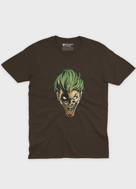 Чоловіча футболка MODNO з принтом суперзлодія - Джокер L Коричневий (TS001-1-DCH-006-005-026 ...