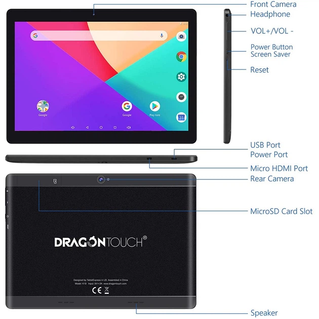 Планшет Dragon Touch K10 10.1"IPS Android 8.0 2/16Gb micro HDMI 4G LTE ...