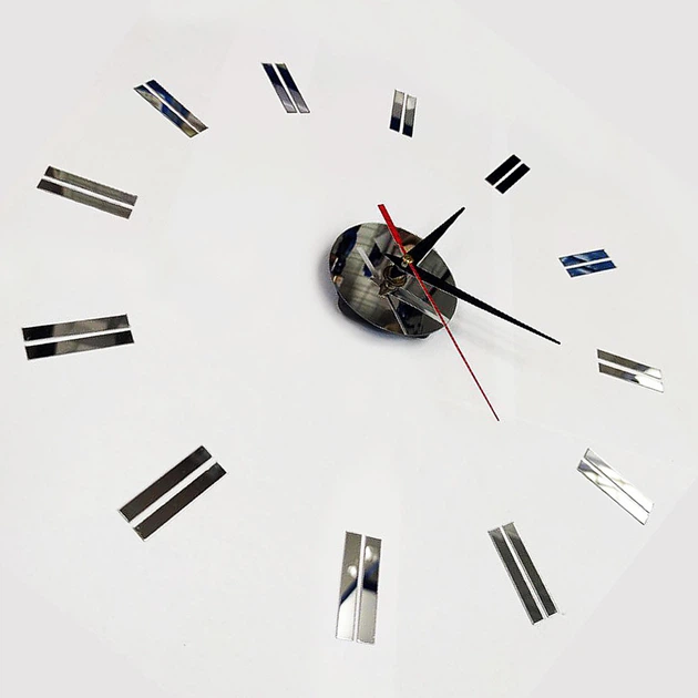 Настенные бескаркасные 3d часы Diy Dual с зеркальным эффектом самоклеящиеся 40 х 40 см