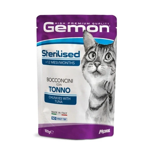 Вологий корм для котів, Gemon (Джемон), Cat Wet Sterilized, 100 г, (Тунець, риба дорі) – купити ...