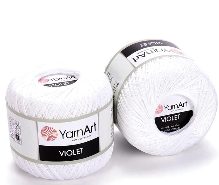 Пряжа для вязания YarnArt VIOLET (ВИОЛЕТ) №1000 белый, 100% ...