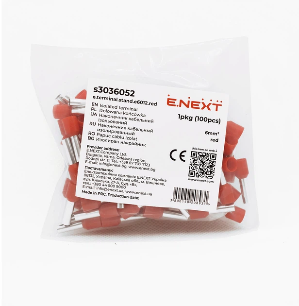 Наконечник втулочный изолированный e.terminal.stand.e6012.red 6,0 кв.мм ...