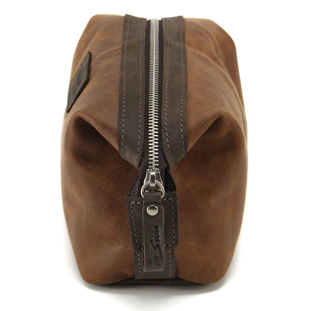 Косметичка чоловіча велика шкіряна Tom Stone 064 RBr світло-коричнева ...