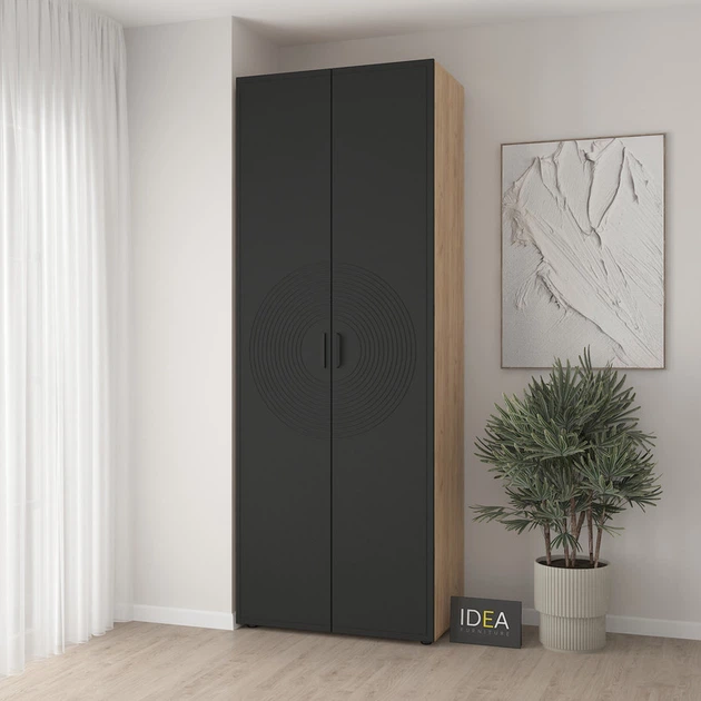 Шафа для одягу з полицями С 9 3 Дуб крафт Чорний Idea купить онлайн на Rozetka