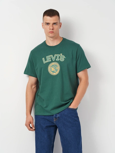 Футболка хлопковая длинная мужская Levi's 16143-1492 M Зеленая ...