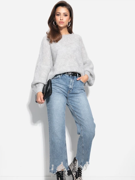 Джемпер жіночий Fobya Sweater F1102 One size Сірий (5903707111558) – в ...