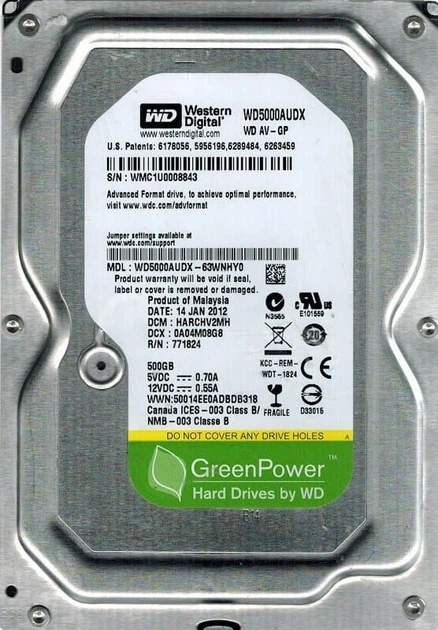 Накопитель HDD Western Digital WD5000 AVDS AV-GP 500GB, 32MB, SATA 300, 3.5" – фото, отзывы ...
