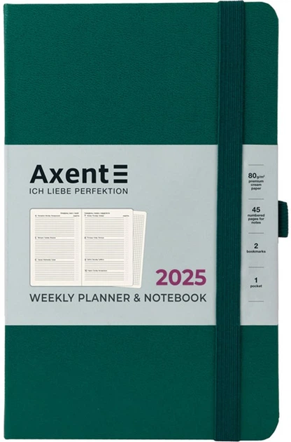 Щотижневик датований Axent 2025 Partner Strong 125x195 мм 96 аркушів зелений ліс (8505-25-61-A ...