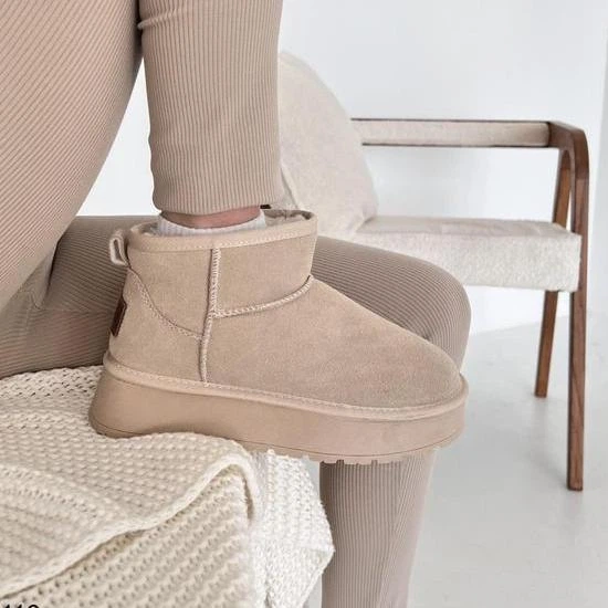 Жіночі уггі на платформі HENGJI 38р(24.5см) бежеві замшеві (0116-38 ...