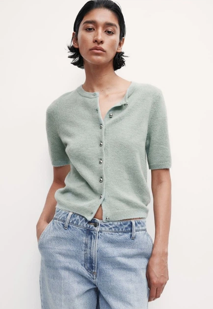 Жіночий трикотажний светр з короткими рукавами Н&М (57646) S Зелений от ...