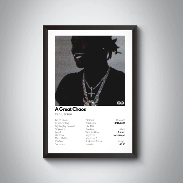 Постер альбому Ken Carson A Great Chaos у рамці Плакат Кен Карсон фото отзывы