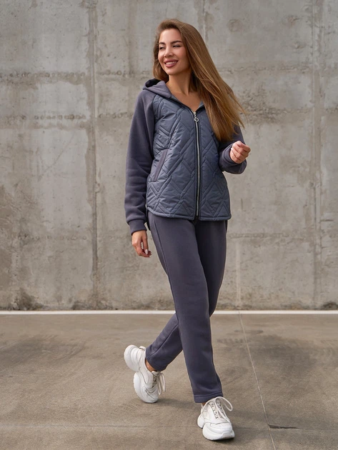 Спортивний костюм утеплений жіночий ISSA PLUS SA-565 S Темно-сірий (issa2007682634682 ...