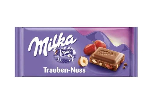 Milka Trauben-Nuss Молочный шоколад с изюмом и дробленым фундуком 100g ...