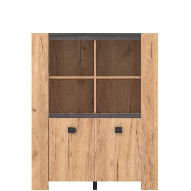 Витрина в гостиную KOM2D Шелби Gerbor Дуб крафт золотой/Ясень серфсайд железный (ламинированная ...